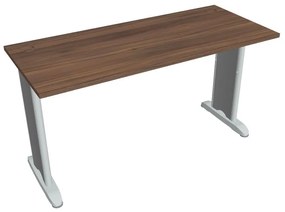 Stůl pracovní rovný 140 cm hl. 60 cm - Hobis Flex FE 1400 Dekor stolové desky: ořech, Barva nohou: Stříbrná