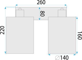 Toolight Toolight, nástěnné svítidlo 2xE27, APP1824-2W, černá matná-hnědá, OSW-09316