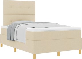 Postel s boxspringem s čelo Krémová 120 x 200 cm textil 3339614