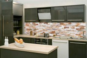 DIMEX | Fototapeta do kuchyně Přírodní kamenná zeď KI-260-303 | 260 x 60 cm | krémová, béžová, hnědá