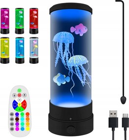 Lávová Led Lampa Medúzy Akvárium Usb Rgb Noční Lampa Stolní S Dálkový Ovladač
