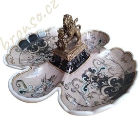 Porcelánová miska s bronzovým lvem – dekorativní servírovací mísa ve stylu Art Nouveau