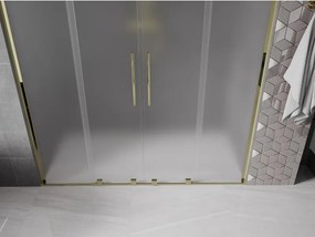 Mexen Velar L Duo, posuvné sprchové dveře do otvoru 170 cm, 8mm sklo námraza, zlatá lesklá, 871-170-003-32-50