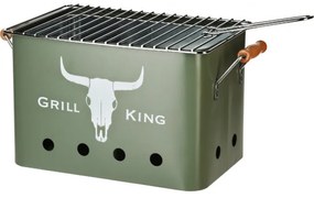 PROGARDEN Přenosný gril na dřevěné uhlí GRILL KING 43 x 20 cm zelená KO-C80901190