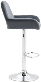 Barová židle Romsey - samet - chromovaný rám | tmavě šedá