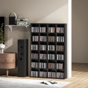 HOMCOM Knihovna na CD a DVD, Multimedia Skříň se 24 Přihrádkami, max. Kapacita 480 CD/312 DVD, Dřevěná Knihovna s Nastavitelnými Policemi, 89 x 20 x …