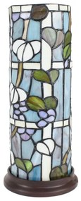 Válcovitá stolní lampa Tiffany s květy Juriaan – 15x36 cm