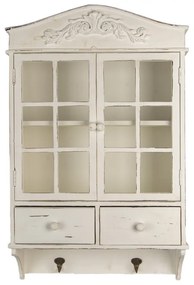 Bílá vintage nástěnná skříňka se šuplíčky a háčky Stellia - 45*19*71 cm
