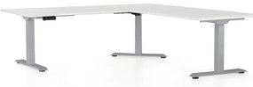 Výškově nastavitelný stůl OfficeTech Angle, 180 x 200 cm, šedá podnož, bílá