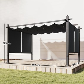 Pergola 3 x 4 m s posuvnou střechou, automaticky zatahovací rolety, hliníkový rám UV50+