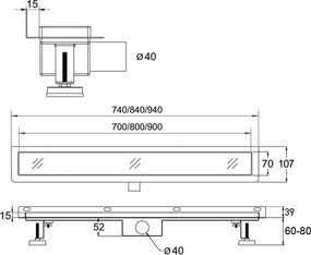 Mereo Mereo, Odtokový sprchový žlab ke stěně TILE, CZ182