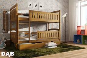 Patrová postel IGNAC 90x190 cm s úložným prostorem borovice masiv DUB