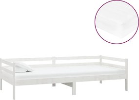 Denní postel s matrací 90 x 200 cm bílá masivní borové dřevo 3083555