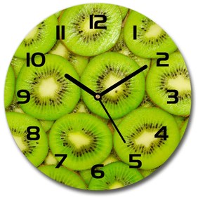 Wallmuralia Skleněné nástěnné hodiny kulaté Kiwi fi 30 cm