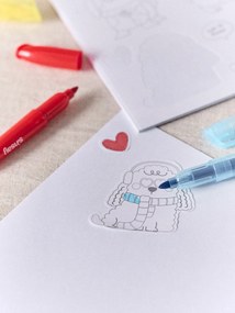 Sinsay - Vánoční kreativní sada: samolepkové omalovánky a fixy 7 pack - růžová