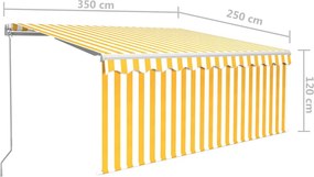Ručně zatahovací markýza s roletou a LED 3,5 x 2,5 m žlutobílá 3069283
