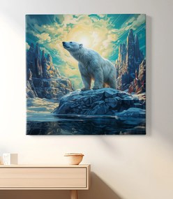 Obraz na plátně - Polární medvěd a jeho ledové království, Králové divočiny FeelHappy.cz Velikost obrazu: 100 x 100 cm