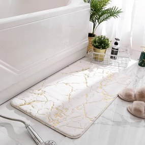 Protiskluzová koupelnová předložka s mramorovým vzorem Barevná varianta: mramorová krémově bílá, Rozměry: 50x80 cm