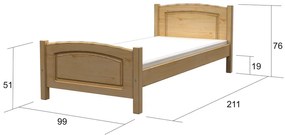 Via-nábytek Postel LUKAS masiv borovice 140 x 200 Povrchová úprava postele: Moření odstín olše