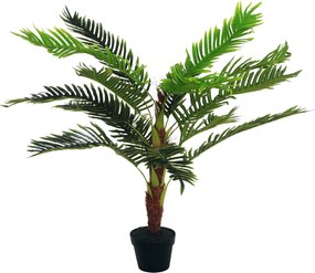Umělý palmový strom Outsunny, výška 123 cm, dekorace, plastový květináč včetně, zelený | Aosom