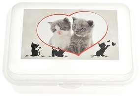 Box na svačinu 180 x 130 x 70 mm, kočičky, transparentní