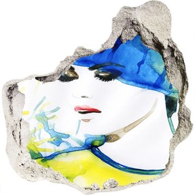 Wallmuralia Samolepící díra na stěnu Žena v klobouku 75x75 cm