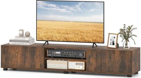 Costway TV skříň TV komoda pro televizory do 70 palce TV s 2 dvířky rustikálně