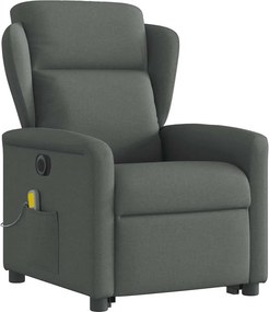 Elektrické zvedací masážní polohovací křeslo tmavě šedé textil 3303165