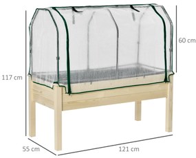 Vyvýšený záhonový rám Outsunny 121x55x117 cm z jedlového dřeva s ochrannou fólií a drenážními otvory, voděodolný, pro zahradu a balkon v přírodní bar…