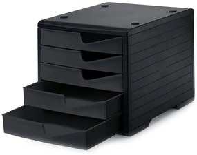 Třídící box, 5 zásuvek, černá/černá