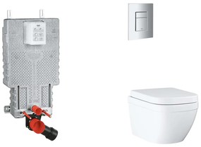 Grohe Uniset - Set předstěnové instalace, klozetu, sedátka SoftClose a tlačítka Skate Cosmopolitan, Triple Vortex, matný chrom SANI15BB2105