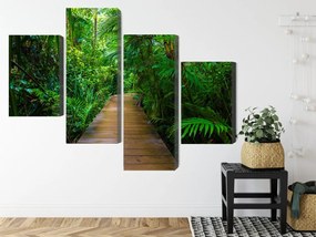 Vícedílný obraz Dřevěný Most V Tropickém Lese 3D Nedostatek Nedostatek Přírodní plátno 240x150
