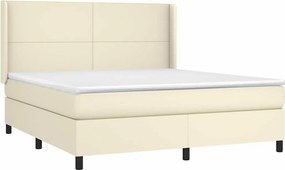 Box spring postel s matrací krémová 160x200 cm umělá kůže 3132389