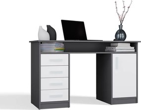 Psací stůl ADA 125 cm antracit/bílý