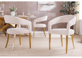 Massive home | Set 2 židlí BOURLE - béžová kartáčovaná strukturovaná látka se zlatými nohami