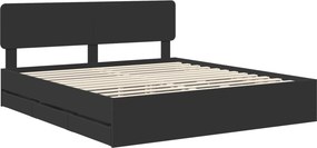 Rám postele se zásuvkou Černý 200 x 200 cm Dřevěný materiál 3412151