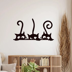 dřevo života Dřevěná dekorace na zeď  Kočičí trio Barevný vzor: Černá, Rozměry (cm): 40x22
