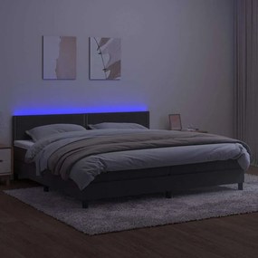 Box spring postel s matrací a LED tmavě šedá 200x200 cm samet 3134364