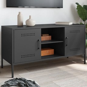 Tv Skříňka Černá 100,5 X 39 X 50,5 Cm Ocel - Černá
