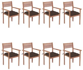 Stohovatelné zahradní židle s poduškami 8 ks masivní teak - Default Title