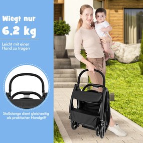 Costway Jednoruční skládací kočárek s nastavitelným opěradlem a stříškou – černý