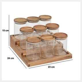 JJA Sada 9ks kořenek s akátovým víčkem (180ml) + schůdky na kořenky AKAT HARMONY
