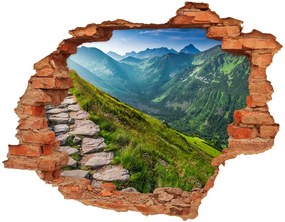 Wallmuralia Díra 3D ve zdi nálepka Stezka v Tatrách 90x70 cm