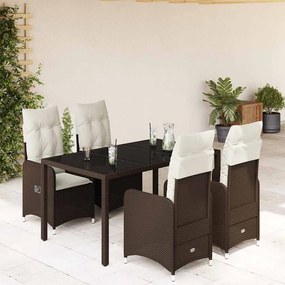 5dílný zahradní bistro set s poduškami hnědý polyratan 3277066