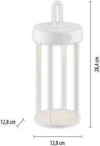 LD 19300-16 ANSELM LED stolní lampa na baterie bílá 28cm dotykový stmívač IP44 zahradní svítidlo 2700K - JUST LIGHT
