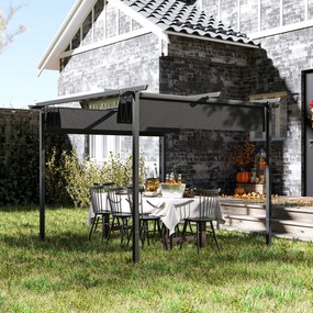 Outsunny zahradní pergola 3 x 3 m s nastavitelnou střechou, kovový rám, ochrana UPF30+, sluneční střecha na verandu, terasu, tmavě šedá