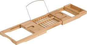 HOMCOM Polička na vanu, Vana, Dřevěný tray, Úložný systém, Bambus, Přírodní, (70-105) x 21,8 x 5 cm | Aosom