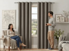 Závěs OXFORD 140x270 cm, šedohnědý Zavěšení: Řasící páska
