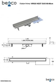 BESCO Odtokový žlab VIRGO NEXT DUO Rozměr A - 60 cm ZLOL60VND