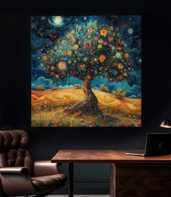 Obraz na plátně - Strom života Gogh vesmírný FeelHappy.cz Velikost obrazu: 100 x 100 cm